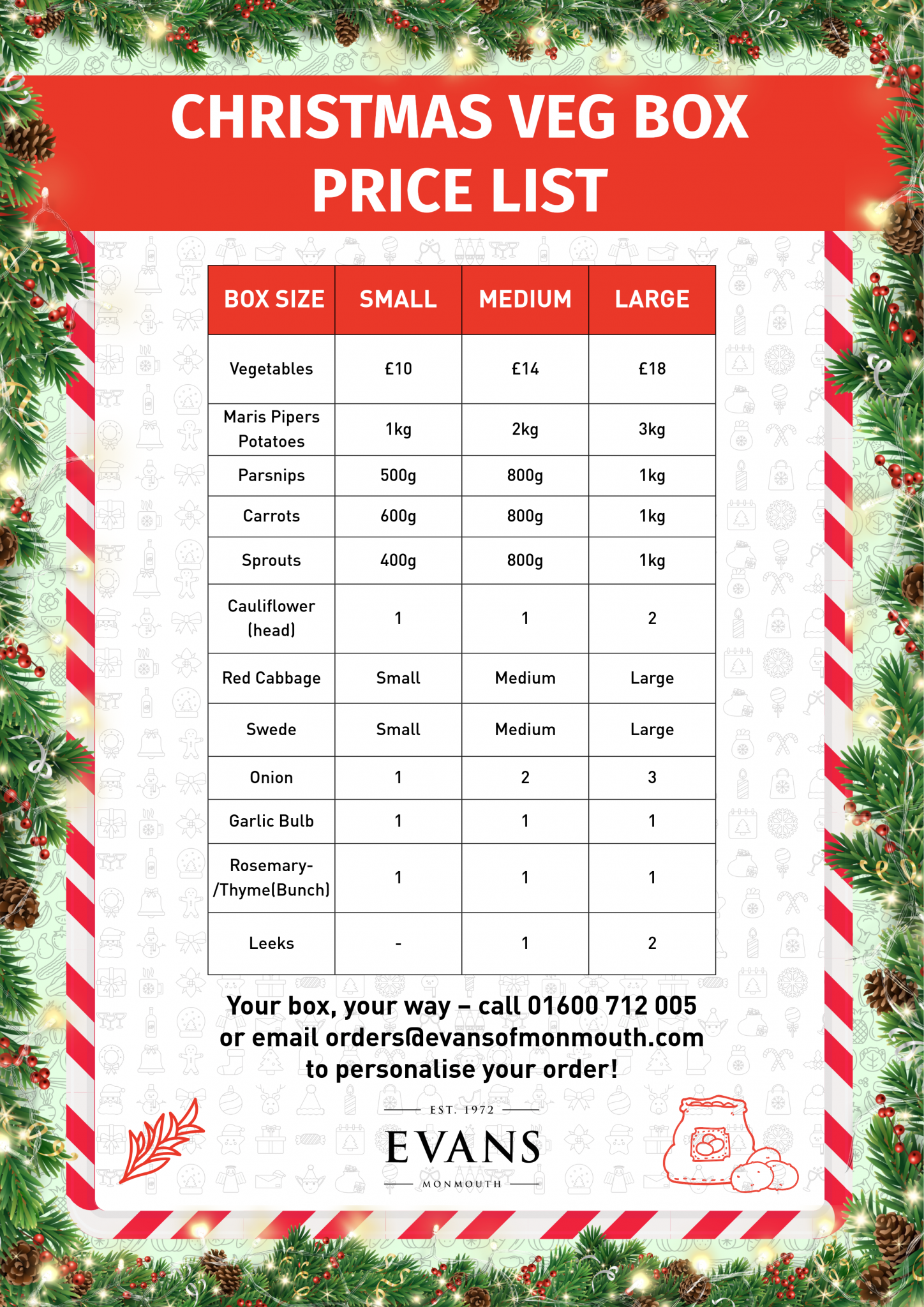 Christmas Veg Boxes Available Now for Pre-Order | Evans of Monmouth
